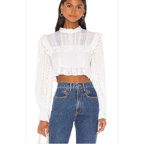 LoveShackFancy | Tops | Loveshackfancy Floral Embroidered Crop Top ...